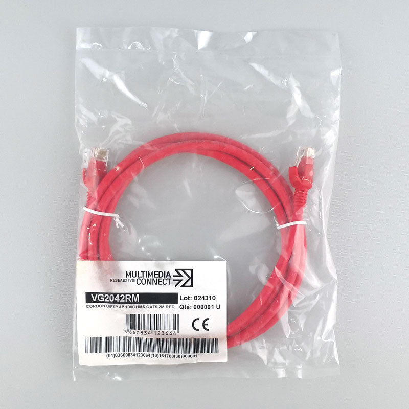 Cat6 Unshielded (UTP) Ethernet Network Cable PVC 2m Red Patch Cord – Masstron
