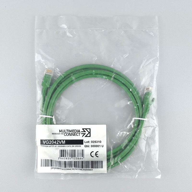 Cat6 Unshielded (UTP) Ethernet Network Cable PVC 2m Green Patch Cord – Masstron